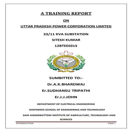 Sub-station training REPORT | DOCX