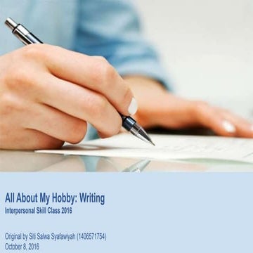 Hobby Description : Writing | PPT