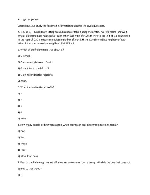 Seating Arrangement order.pptx for aptitude | PPTX
