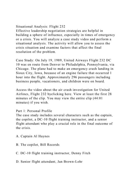 Assignment 1 LASA 2 Situational Analysis Flight 232 Effecti.docx | Air ...