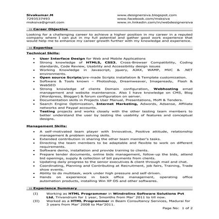 Sivakumar resume | DOC