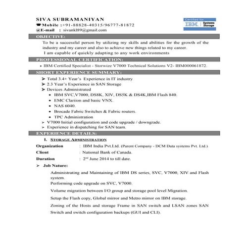 Siva resume | PDF