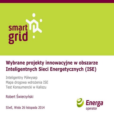 Wybrane projekty innowacyjne w obszarze Inteligentnych Sieci ...
