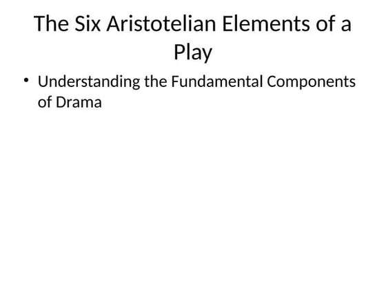 Elements of Theater | PPT