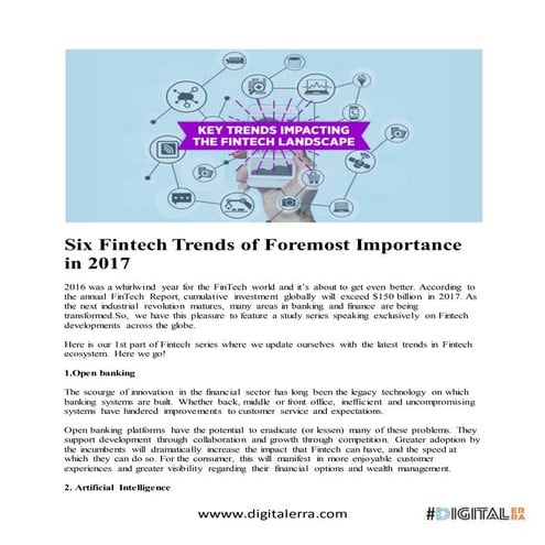Six Fintech Trends of Foremost Importance in 2017 | PDF