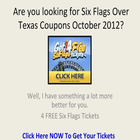Six Flags Over Texas Coupons October 2012