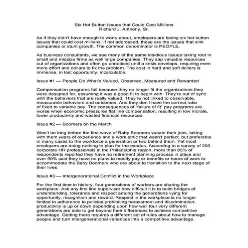 Six Hot Button Issues that Could Cost Millions