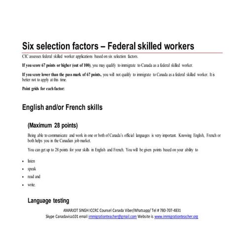 Six selection factors fsw | PPT