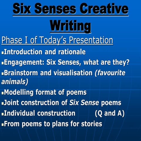 Six senses creative writing | PDF
