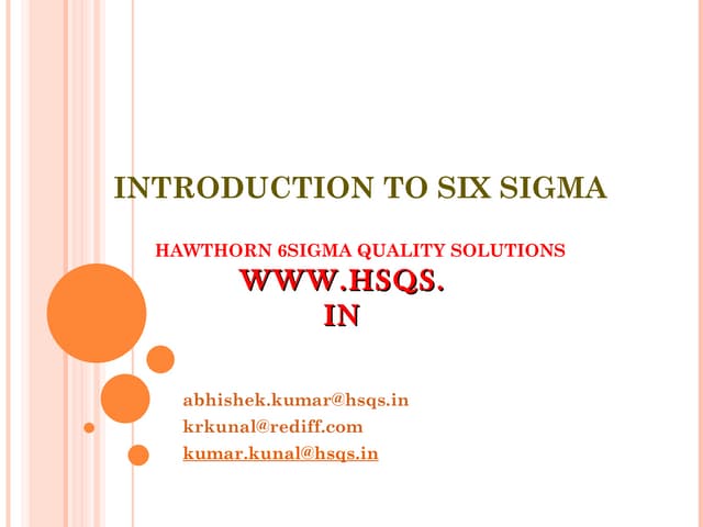 Basic Six Sigma Presentation | PPT
