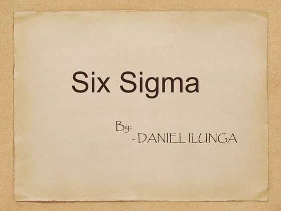 Six Sigma Principle and Methods | PPTX