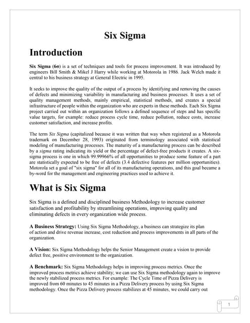 Six sigma of ford Motors | PPTX