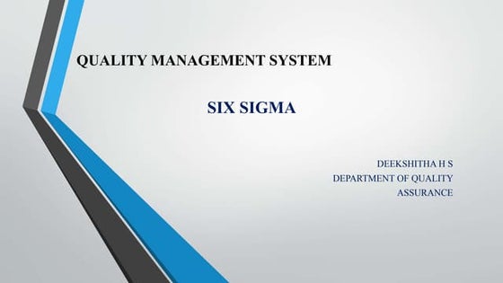 Six Sigma Principle and Methods | PPTX