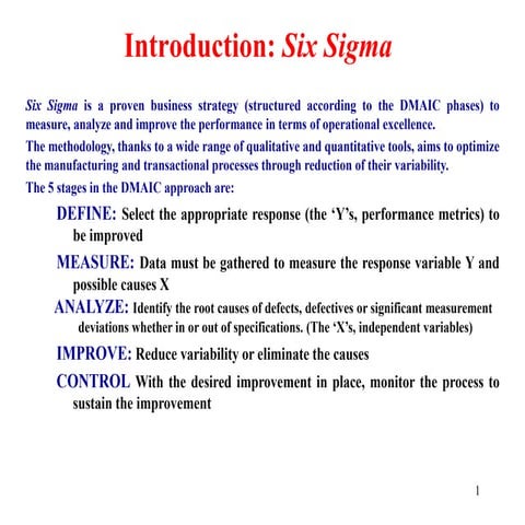 Introduction to Six Sigma and principles | PDF