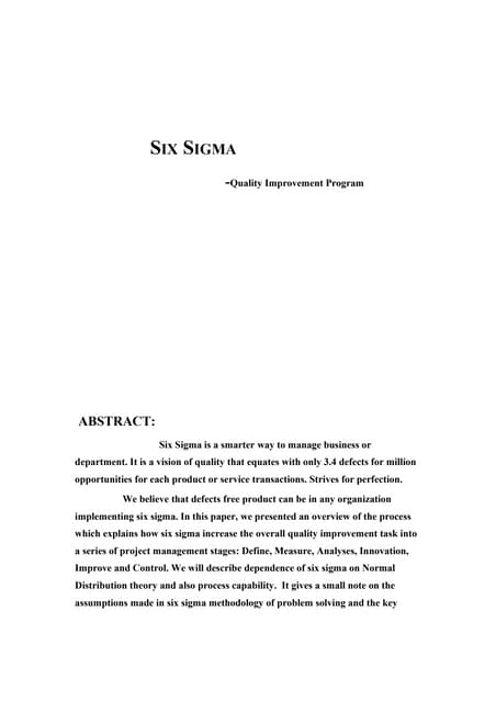 Basic Six Sigma Presentation | PPT