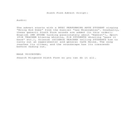 Sixth form advert script 2 | DOCX