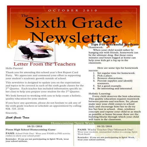 Sixth grade newsletter_october | PDF