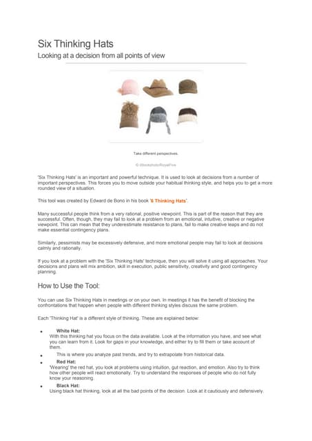 Six thinking hats | PDF