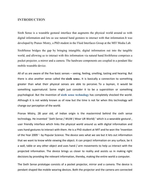 Sixth Sense Technology | PPTX