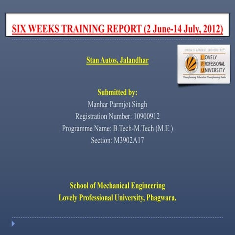 Six weeks training report | PPT