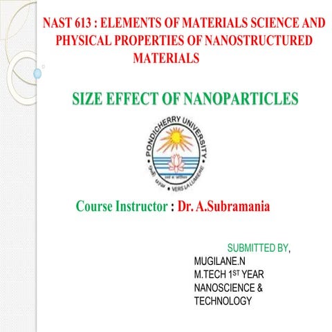 Size effect of nanomaterials | PPTX