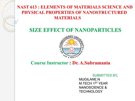 Size effect of nanomaterials | PPTX | Chemistry | Science