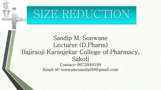 Size reduction (Communition) | PPTX | Physics | Science