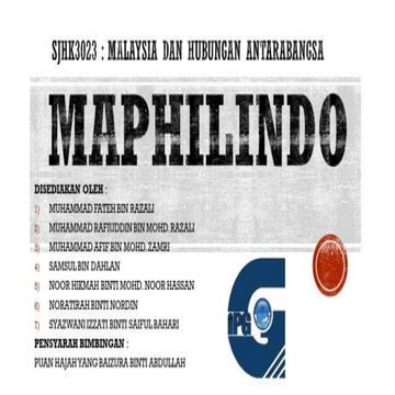 MAPHILINDO ( MALAYSIA - FILIPINA - INDONESIA ) | PPTX