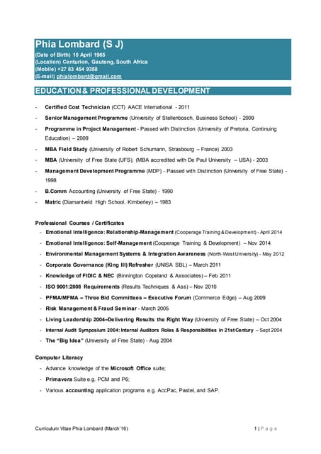 Philani Kweyama's CV | PDF