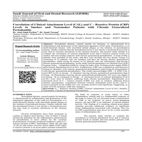 Correlation of Clinical Attachment Level (CAL) and C - Reactive Protein ...