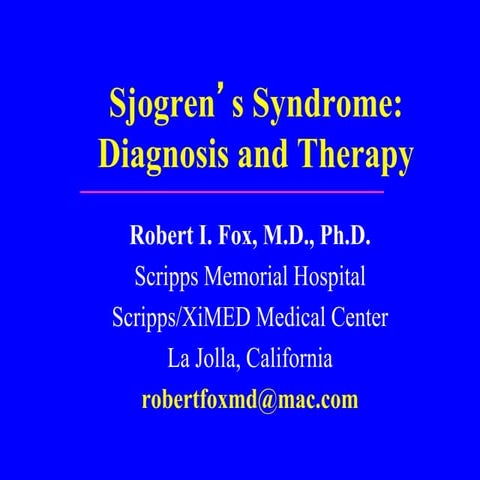 Sjogren's Syndrome - Diagnosis and Therapy | PPT