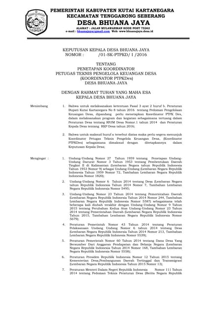 Contoh sk bpd | PDF