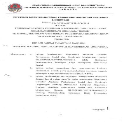 SK. Dirjen PSKL No. 7/PSKL/SET/PSL.0/4/2017 | PDF