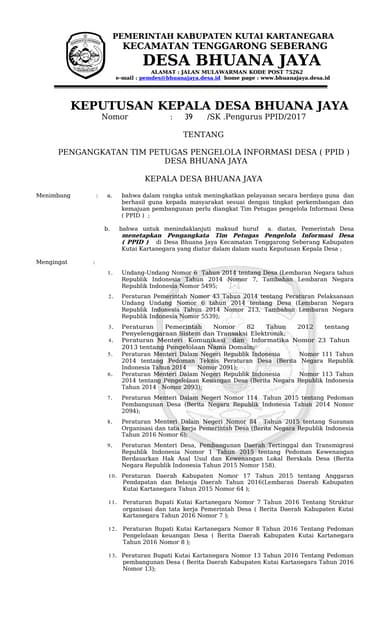 Contoh surat-keputusan-kepala-desa-tentang-pembentukan-panitia-bpd- | PDF