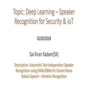Deep Learning For Automatic Speaker Recognition Ppt