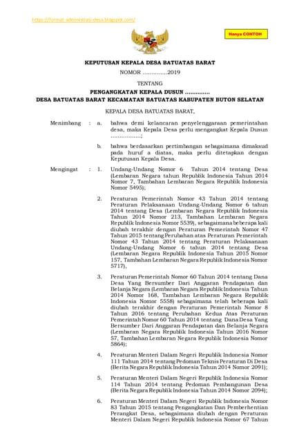 Contoh surat-keputusan-kepala-desa-tentang-pembentukan-panitia-bpd- | PDF