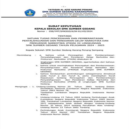 SK-satgas-anti-napza SMK Sumber Gedang Tahun 2024 | PDF