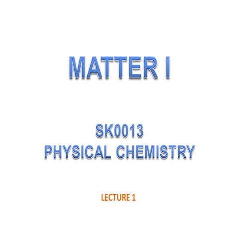 Chemistry Lecture Slide Week 1 | PPT