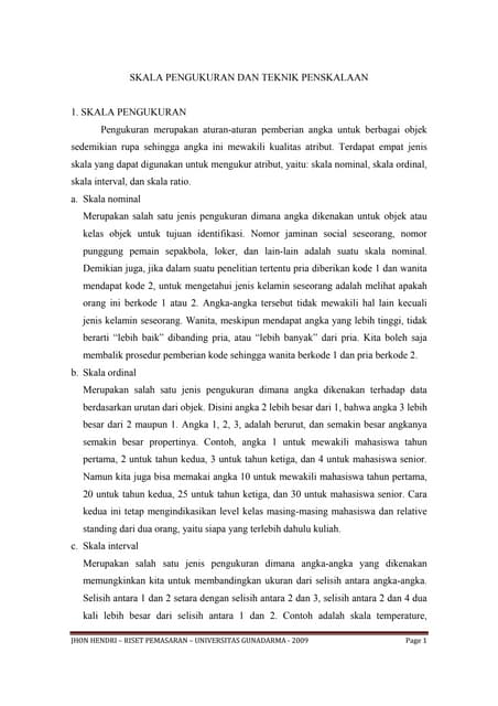 Contoh nominal,ordinal,interval,dan rasio | PDF