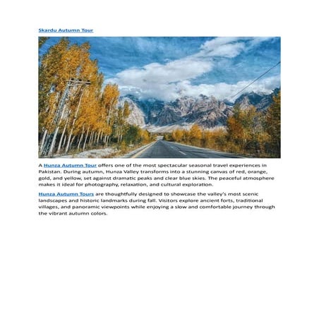 Skardu Autumn.Hunza Autumn Tours. Hunza Autumn | PDF