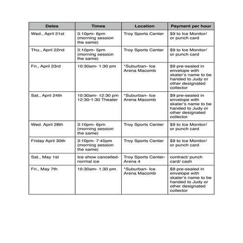 April- May 2010 Ice Time Changes | PDF