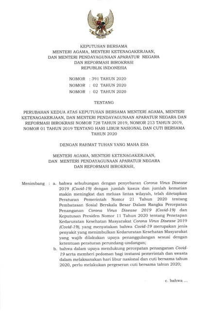 Surat Edaran Menteri BUMN Nomor SE-1/MBU/03/2020 | PDF Surat Edaran Menteri BUMN Nomor SE-1/MBU/03/2020 | PDF