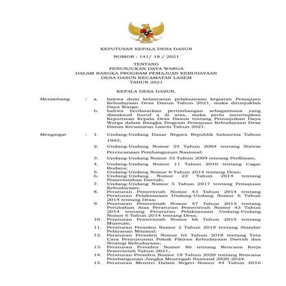 SK Daya Warga Desa Dasun | PDF