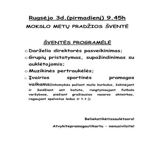 Skelbimas rugsejo 1d. | DOCX