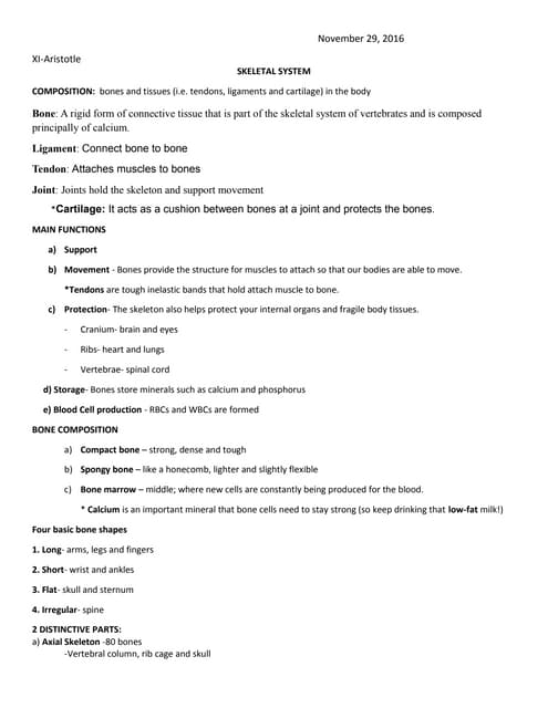 Skeletal system | PPT