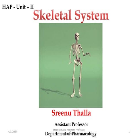 Skeletal System and its divisions, bones | PPTX