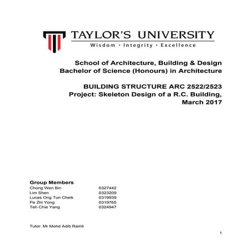 Skeleton design of a r.c. building, march 2017 | PDF
