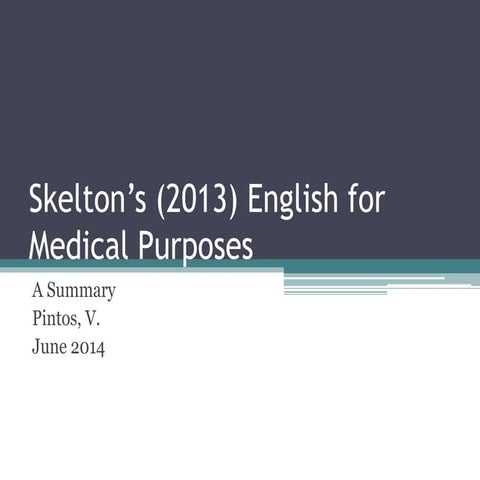 Skelton’s (2013) english for medical purposes | PPT