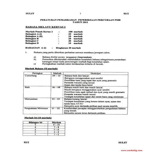 [Skema]trial pmr 2011_bahasa_melayu_trg_kertas2 | PDF