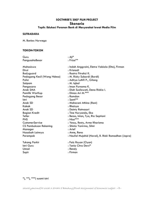 Naskah film pendek 'MASIH DIUSAHAKAN' | PDF